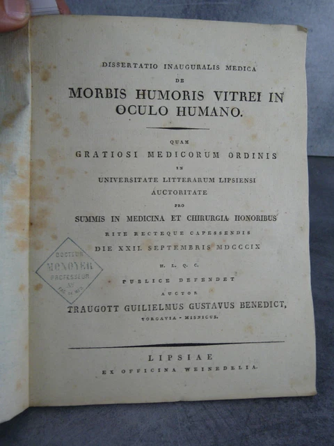 GUSTAVUS BENEDICT MORBIS humoris vitreous monoyer ophthalmology optical ...
