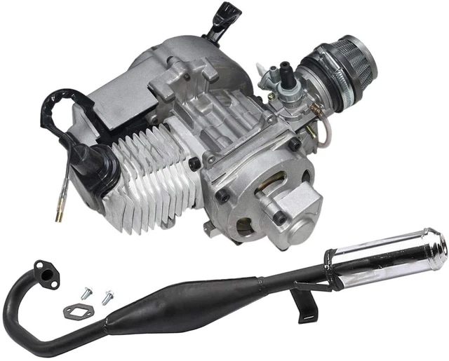 2 STROKE 50CC 49cc Engine Motor + Exhaust Mini Pocket Dirt Bike Scooter ...