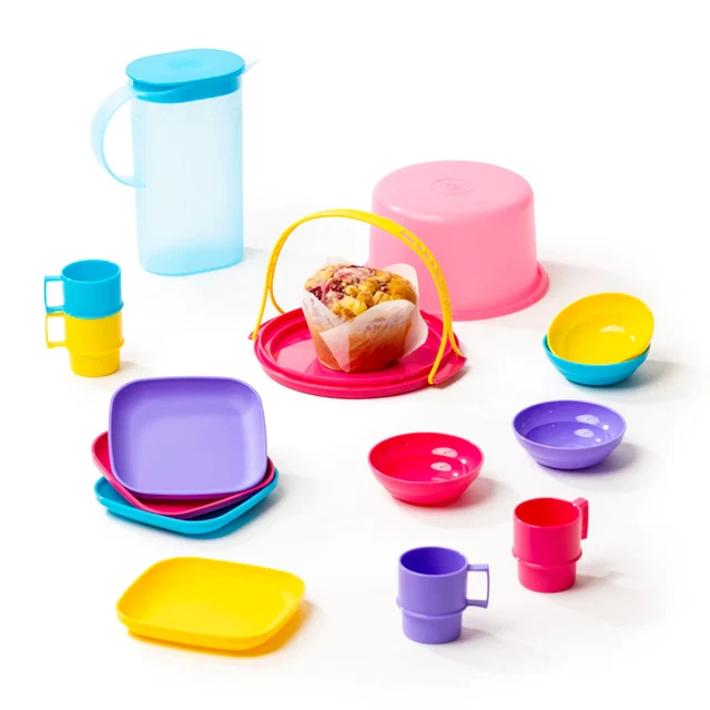 NEW TUPPERWARE PLAYTIME 14 Piece Kids Mini Tea Party Picnic Set Pretend ...