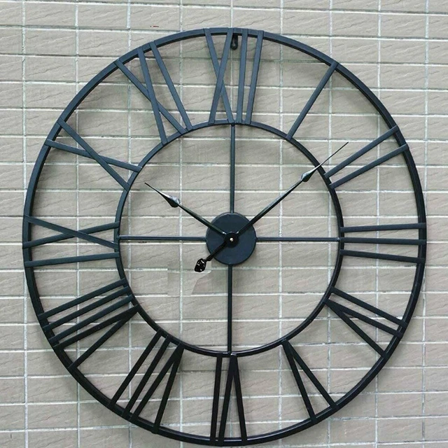 78CM ROUND EXTRA Large Roman Numerals Skeleton Wall Clock Big Giant ...