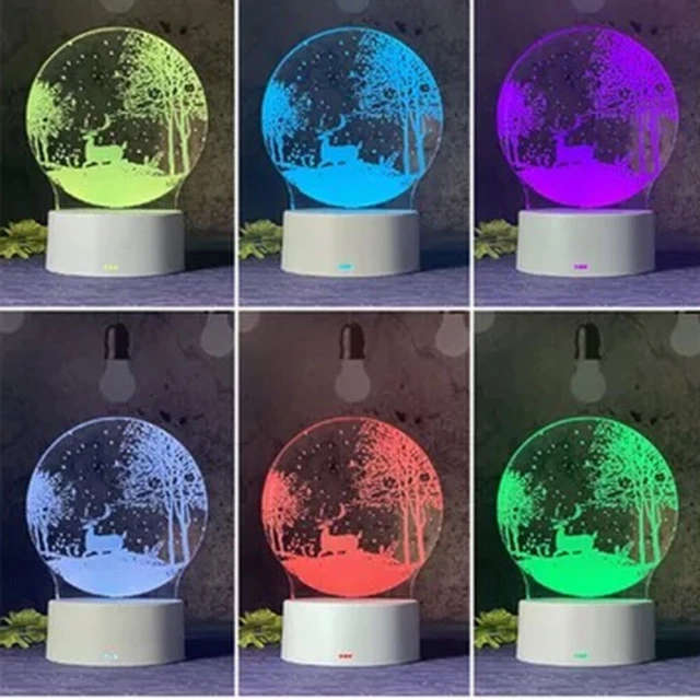 ACRYLIC 3D LAMP Base LED 7 Colors USB Touch Control Night Lighting ...