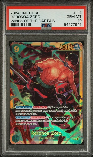 GEM MINT 10 Psa One Piece Roronoa Zoro Ailes Du Capitaine Op06-118 EUR ...