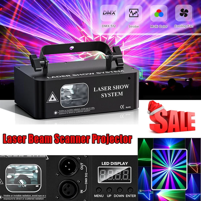 DMX RGB LED 500mW Laser Beam Scanner Projector DJ Disco Party Stage ...