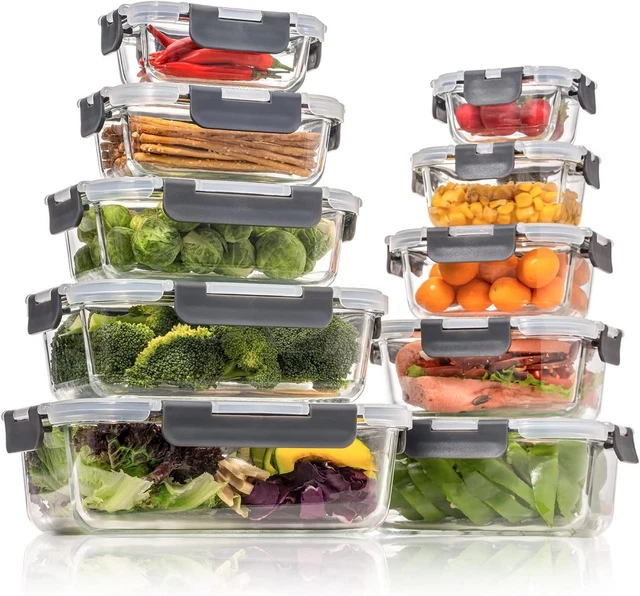 S SALIENT GLASS Food Storage Containers with Snap Locking Lids, Glass ...