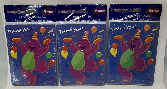 NOS (24) BARNEY & Friends Birthday Party Thank You Note Cards ...