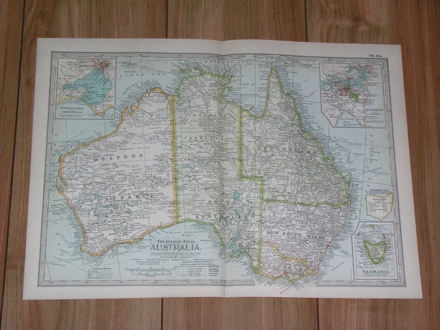 1897 ANTIQUE DATED Map Of Australia / Melbourne Sydney Inset Maps £22. ...