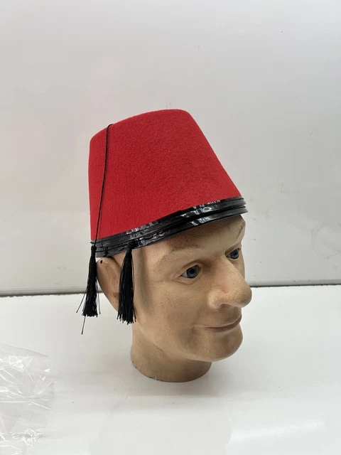 1 X RED Fez Tarboosh Hat Turkish Fancy Dress Up Adult Costume ...
