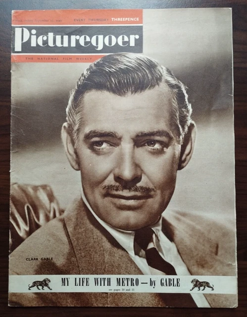 VINTAGE PICTUREGOER FILM Magazine Clark Gable 1949 40s mens retro ...