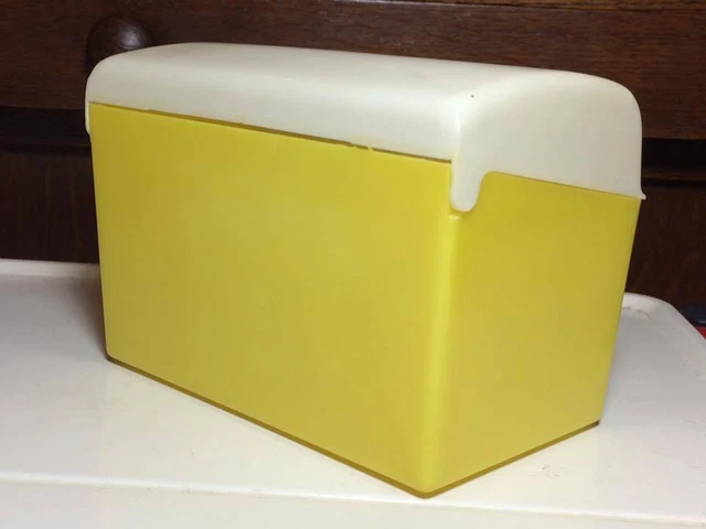VINTAGE LUSTRO WARE Yellow plastic recipe box made in USA $25.00 ...