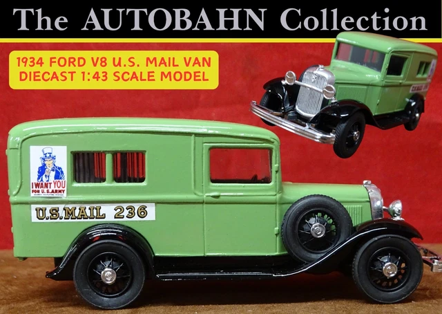 1930'S FORD V8 US MAIL VAN; FRENCH ELIGOR 1:43 SCALE DIECAST MODEL NEW ...