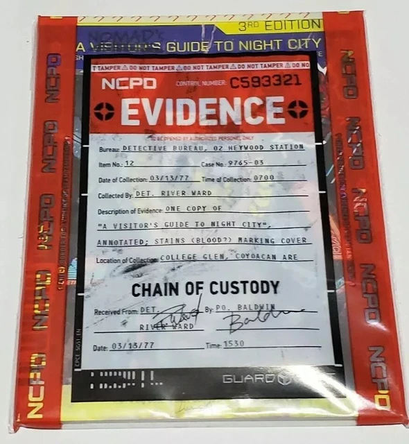CYBERPUNK 2077 GUIDE to Night City Sealed Evidence Bag from Collector's ...