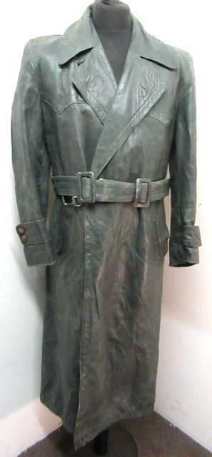 VINTAGE WW2 GERMAN Motorcycle Dispatch Leather Trench Jacket Size M ...