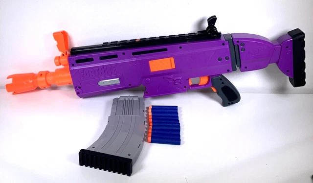 NERF FORTNITE AR-E Assault Rifle Elite Blaster Toy Gun Purple SCAR With ...