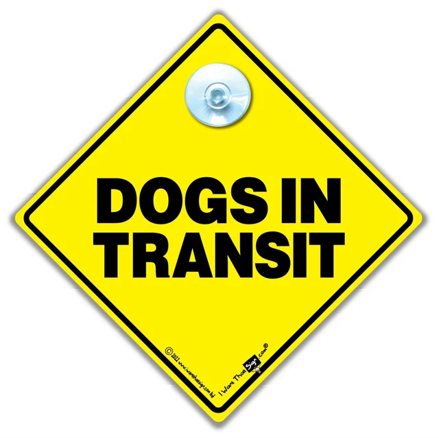 DOGS IN TRANSIT Sign, Dogs in Car Suction Cup Sign, Dog on Board Car ...