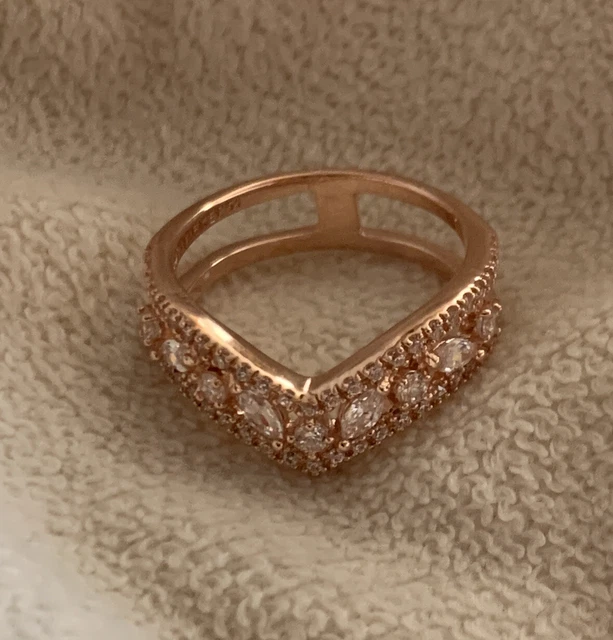 PANDORA SPARKLING MARQUISE Double Wishbone Ring 189095C01 Size 54 7 $150 £113.86 - PicClick UK