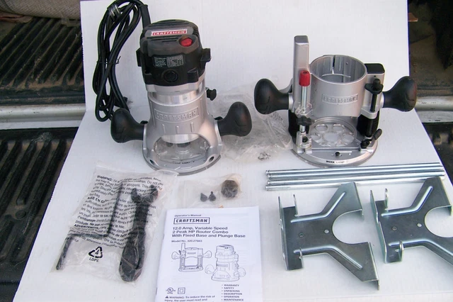 CRAFTSMAN ROUTER COMBO Kit Fixed & Plunge Base 12 Amp 2 HP Variable ...