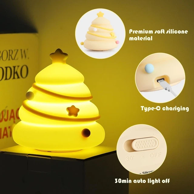 CHRISTMAS TREE NIGHT Light Kids, Squishy Silicone Cute Lamp ...