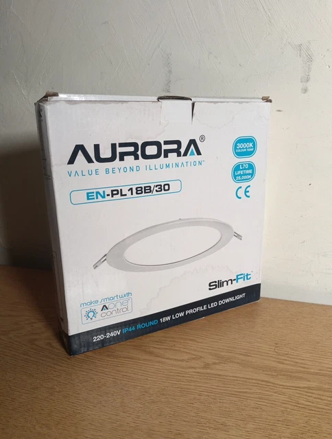 AURORA ENLITE SLIMLINE 18W LED Round Panel, IP44, 206mm Cut-Out, 3000K ...
