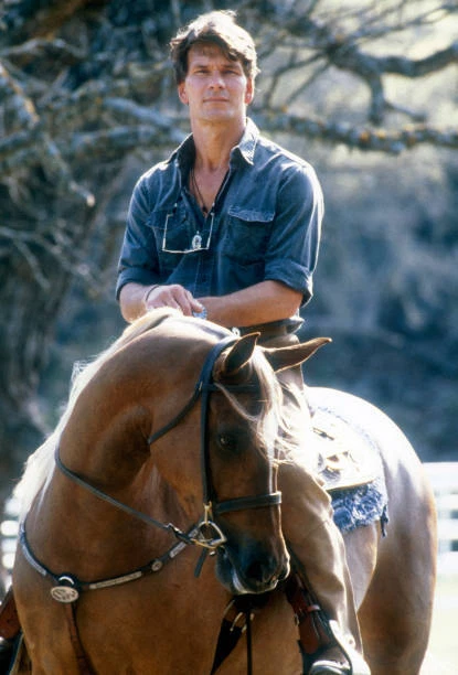 PATRICK SWAYZE AT home on his ranch in March, 1994 in Sylmar, Cali ...
