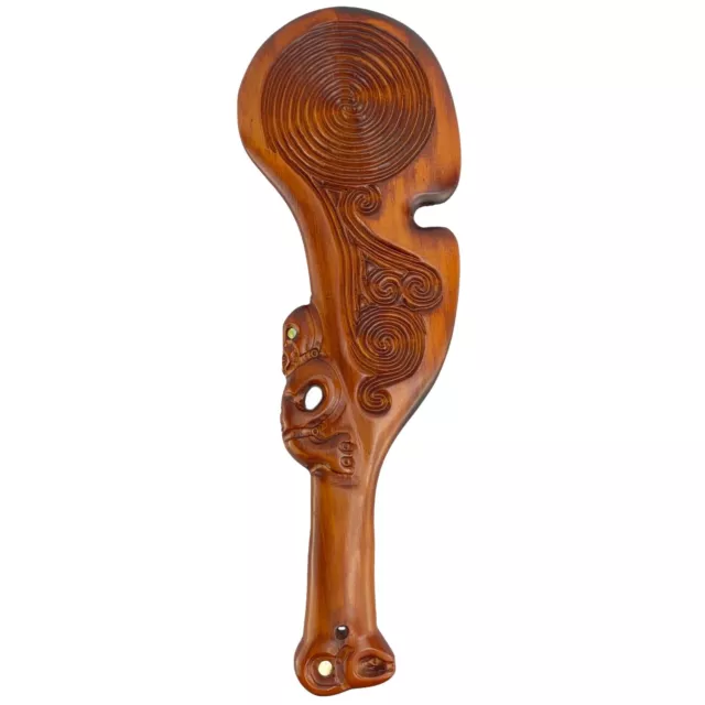VINTAGE MAORI MERE Patu 'Wahaika' Tiki Wood Carved Patu Shell New ...