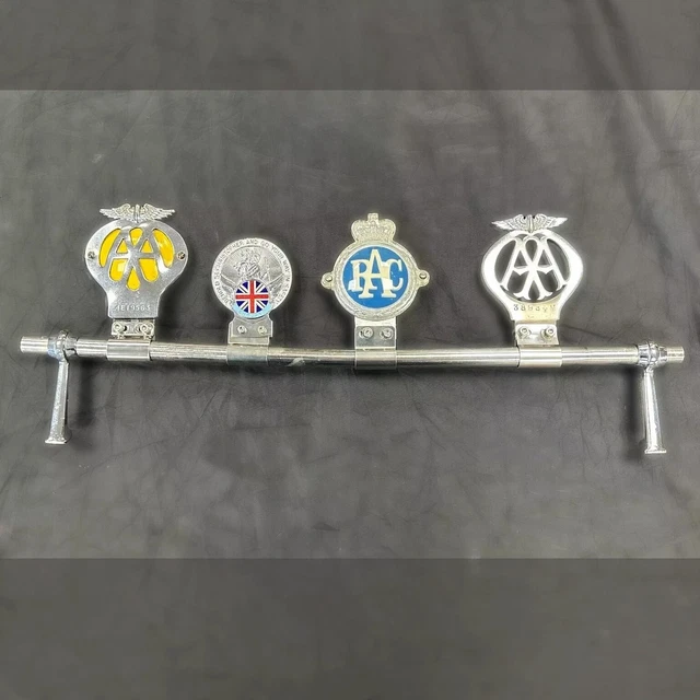 VINTAGE CLASSIC CAR Badge Bar with Rare Collectible Badges – AA, RAC ...