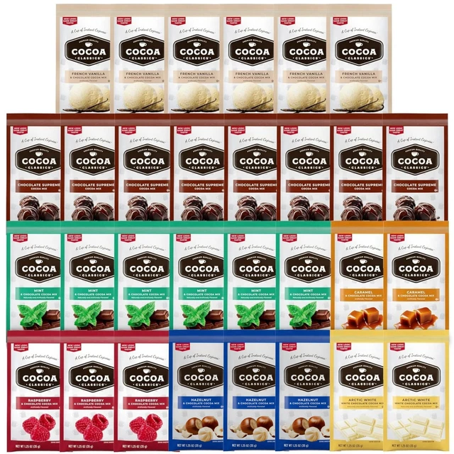 HOT COCOA MIX Gift Set ? 30 Count, 7 Flavors | Cozy Hot Chocolate ...