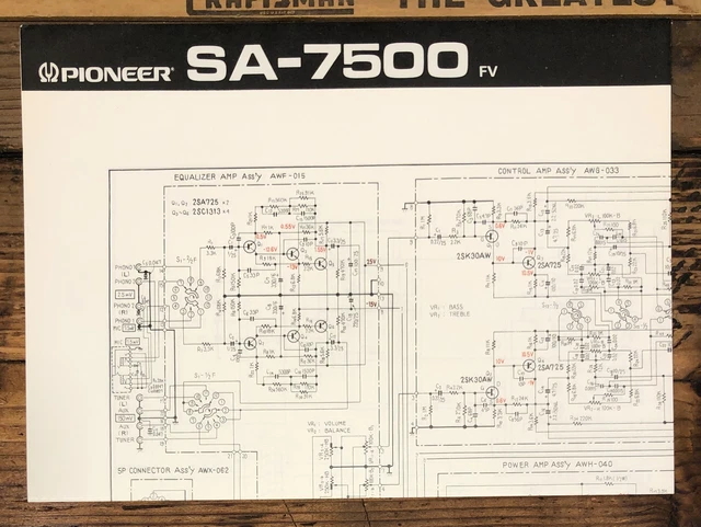 PIONEER SA-7500 AMPLIFIER FV Fold Out Schematic *Original* £18.54 ...