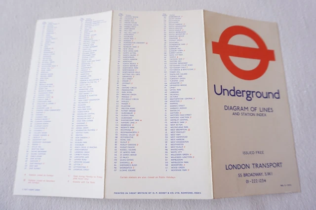 1975 NO. 2 London Transport Underground Map Diagram of Lines Tube Ref 1 ...
