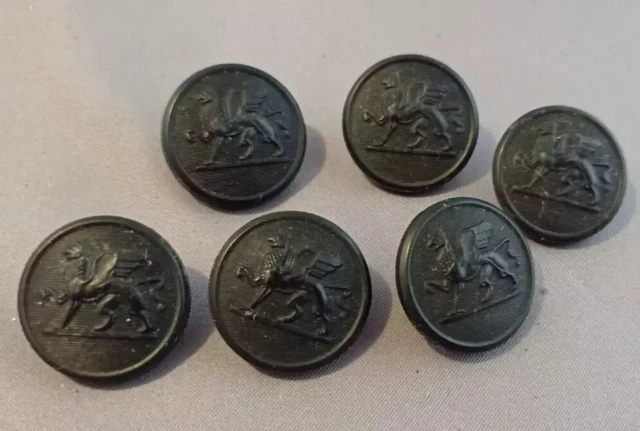 6 ANTIQUE Vintage London Transport Police Black Griffin Uniform Buttons ...