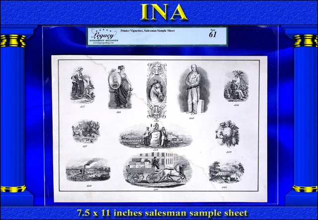 SALESMAN SAMPLE VIGNETTES Original Sheet for Paper Money Legacy 61 Rare ...