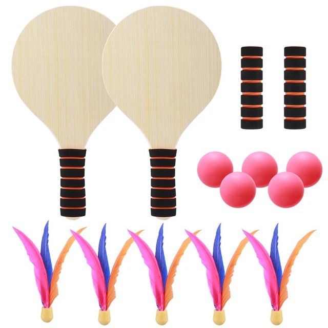 OUTDOOR GAME PADDLE Badminton Racquets Beach Paddles and Ball £20.98 ...