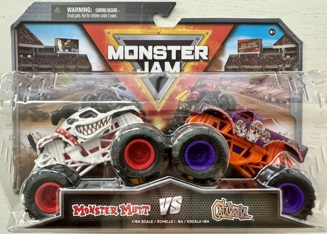 MONSTER JAM DOUBLE Monster Mutt Dalmatian Vs Calavera 1:64 Trucks New ...