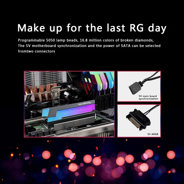 SATA/3-PIN RGB M.2 SSD Heatsink Cooler for NGFF M.2 2280 NVMe Solid ...