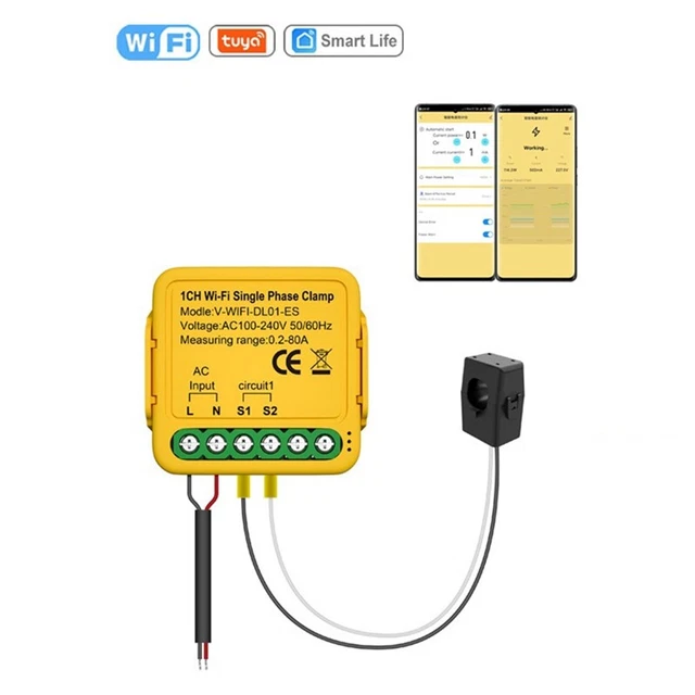 MONITEUR DE COMPTEUR D'éNergie WiFi Tuya 1CH Moniteur de Courant D ...