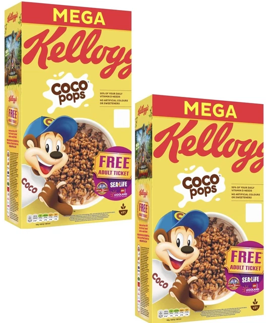KELLOGG'S COCO POPS Chocolate Flavour Crunchy Breakfast Cereal -Pack of ...