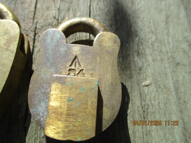 RARE BRITISH ARMY Padlocks Brass Vintage Lever Lock Without Keys, 2 off ...