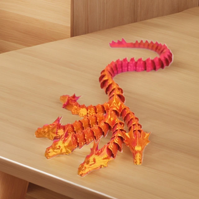 ARTICULATED DRAGON FIDGET Toy Five Headed 3D Printed Crystal Dragon £6. ...