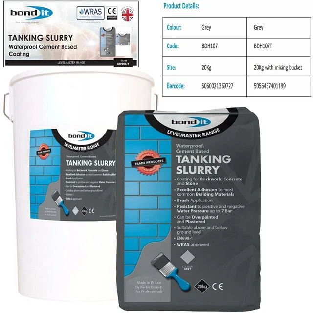 TANKING SLURRY GREY 20Kg Bucket Tub Waterproofer Damp Proofing Masonry ...