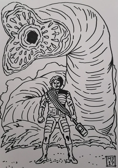 PAUL ATREIDES DUNE Arrakis Sandworm Drawing Illustration Artwork 1 of a ...