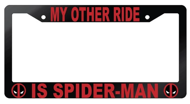 GLOSSY BLACK MY Other Ride Is Spider-Man License Plate Frame Auto ...