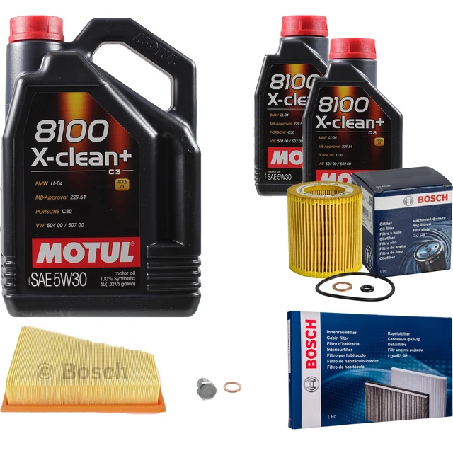 BOSCH INSPECTION SET 7L Motul 8100 X-clean+ 5W-30 pour BMW série 5 ...