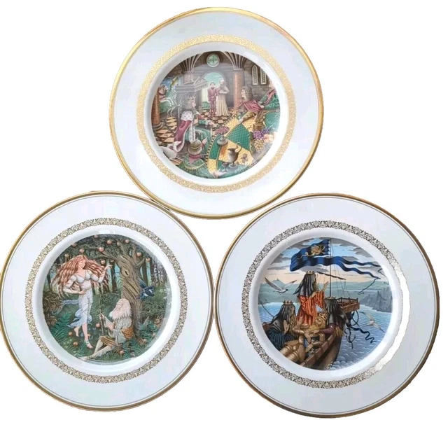 ROYAL WORCESTER THE King Arthur Plates X 3 inc the death of King Arthur ...