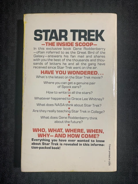 1977 LETTERE A STAR TREK di Susan Sackett FN+6.5 1a Ballantine ...