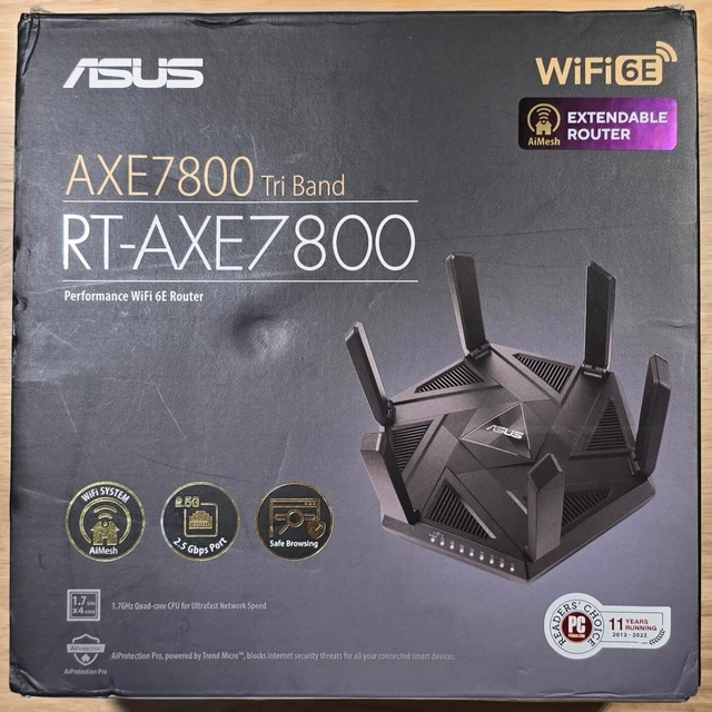 ASUS RT-AXE7800 TRI-BAND WiFi 6E Extendable Router, 6GHz Band 2.5G Port ...