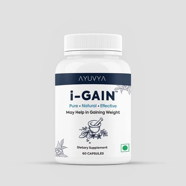 AYUVYA I-GAIN AYURVEDIC Weight Gainer 100% Herbal Gain Muscle mass - 60 ...