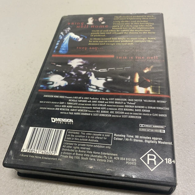 HELLRAISER INFERNO ON VHS Ex Rental Big box EUR 20,86 - PicClick FR