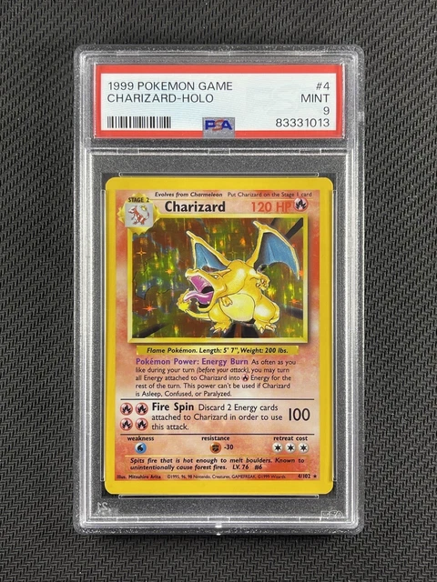 POKEMON CARD PSA 9 Mint Charizard Base Set Unlimited 1999 Holo 4/102 EUR 485,55 - PicClick FR