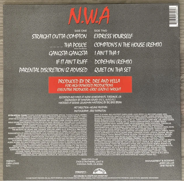 N.W.A STRAIGHT OUTTA Compton LP Eazy-E Dr. Dre Ice Cube Vinyle Rap ...
