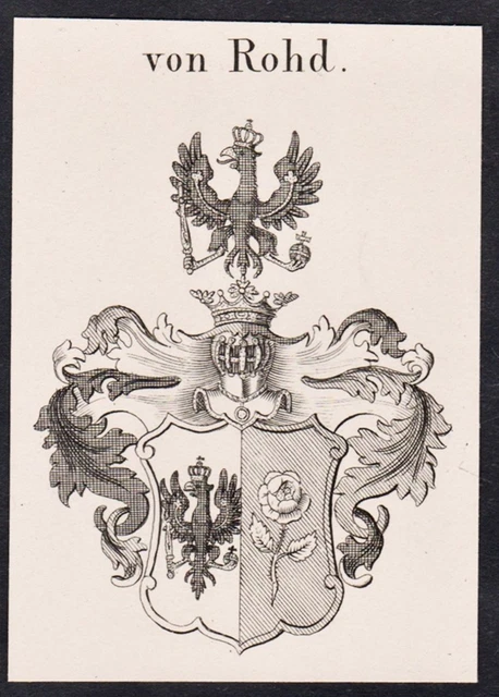 ROHD ARMOIRIES COAT Of Arms Héraldique Genealogie Gravure sur Cuivre ...