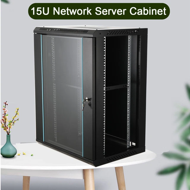 15U WALL MOUNT Server Rack Locking Network Cabinet Data IT Enclosure ...